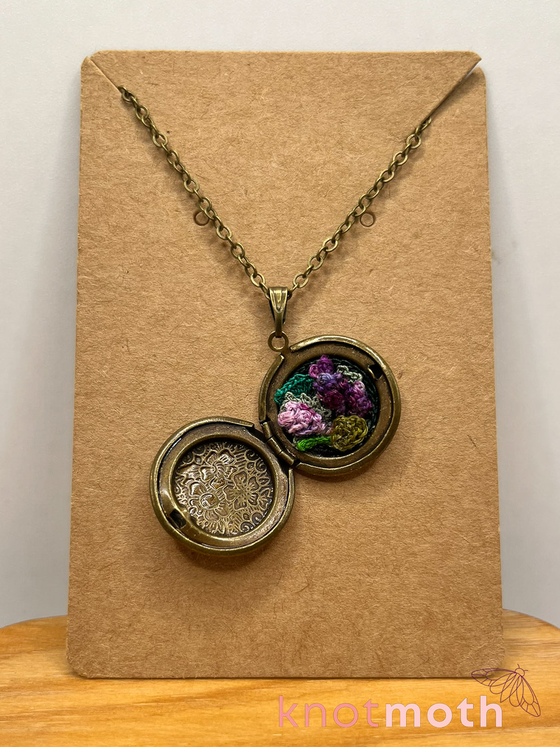 lavender (devotion) floriography locket – knot moth