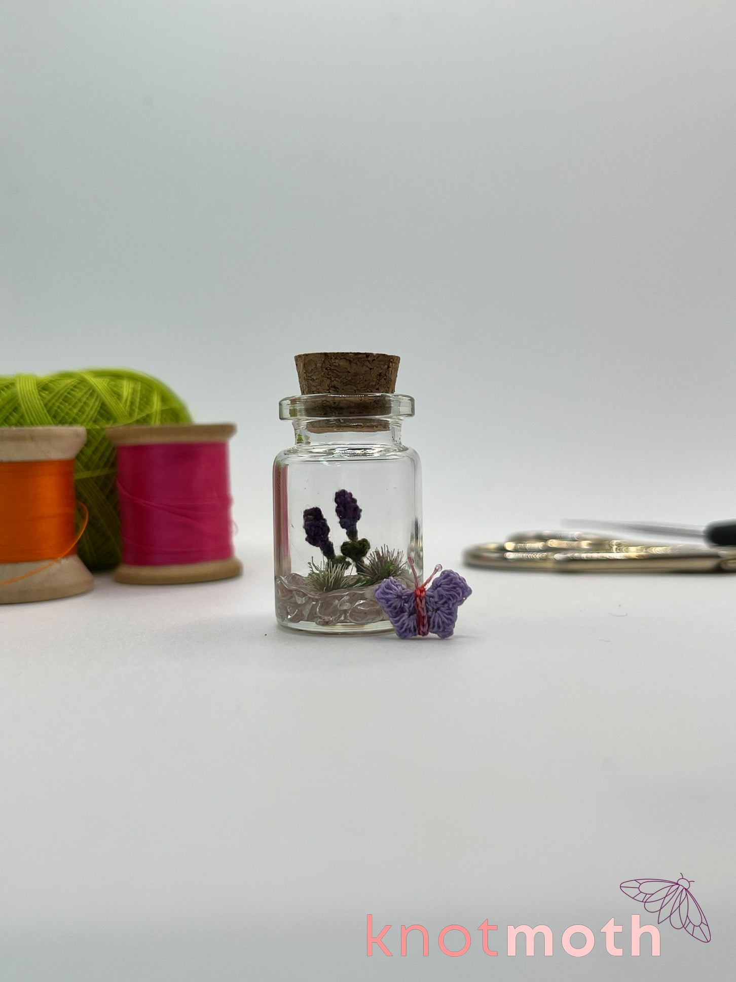briar butterfly micro crochet jar with lavender – knot moth
