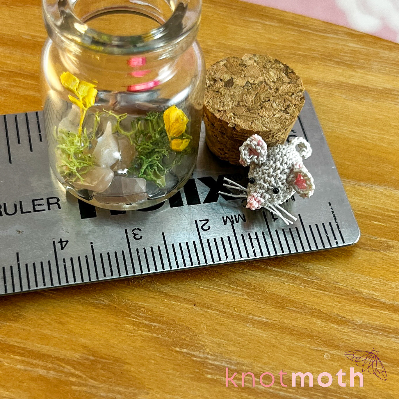 Maisey Mouse Micro Crochet Terrarium Jar (removable) – knot moth